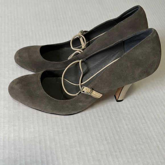 Matiko | Shoes | Mary Janes Gray Suede And Patent Beige | Poshmark